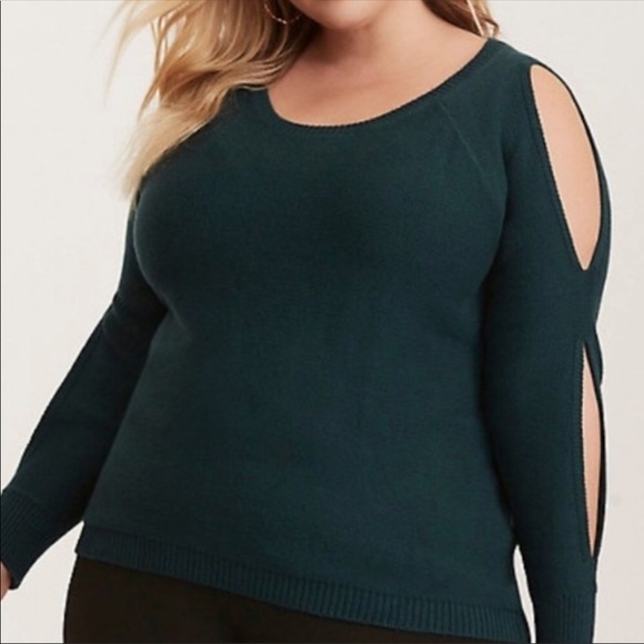 torrid | Sweaters | Torrid Plus Split Cut Out Sleeve Pullover Sweater ...